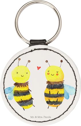 Mr. & Mrs. Panda Rund Schl&uuml;sselanh&auml;nger Biene Verliebt - Geschenk, Wespe, Gl&uuml;cksbringer, Taschenanh&auml;nger, Hummel, Schutzengel