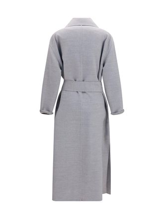 Fabiana Filippi Womens Belted Double Wool Coat Granito Merino Ovis Aries