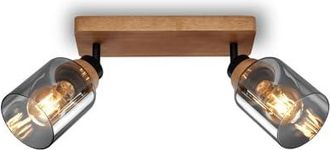 Briloner Deckenlampe, Deckenleuchte, Lampe, Rauchglas, Schwenkbar, Wohnzimmerlampe, Schlafzimmerlampe, K&uuml;chenlampe, Schwarz-Holz