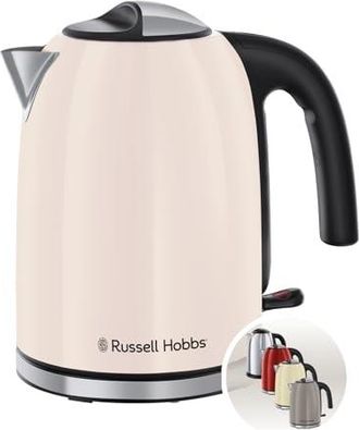 Russell Hobbs Wasserkocher [1,7L, 2400W] Colours Plus Jasmine (Edelstahl-Akzente, Schnellkochfunktion, Wasserstandsanzeige, Herausnehmbarer Kalkfilter, Energiespare
