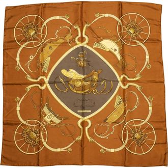 Herm&egrave;s T&uuml;cher & Schals - Hermes Classic SPRINGS Silk Carre 90 Scarf Tuch - Gr. unisize - in Braun - f&uuml;r Damen
