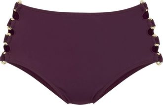 Lascana Damen Highwaist-Bikini-Hose extrahoch geschnitten, mit goldfarbenen Zierringen seitlich, High-Waist