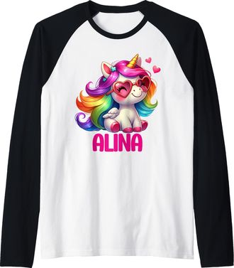 BDAZ Alina Einhorn-Name, personalisiertes Design Raglan