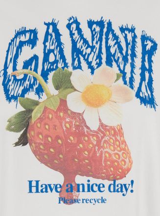 Ganni Graphic-Print Cotton Jersey T-Shirt - White