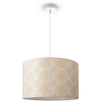 Paco Home Paco Home - Plafonnier Salon Table &agrave; Manger Abat-jour Tissu Moderne Abstrait Lampe &agrave; suspension - Blanc, Design 7 (&Oslash;45,5 cm)