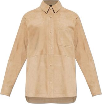 Paul Smith Femme, Blouses et Chemises, Beige, Taille: 38 FR Chemise en daim avec poche