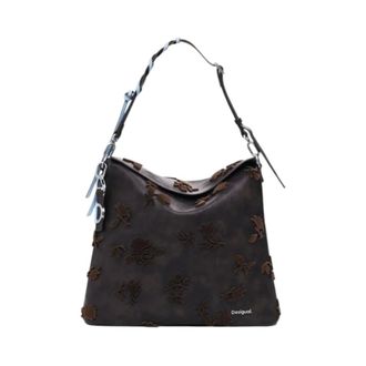 Desigual Femme, Sacs, Brun, Taille: ONE Size Sac &agrave; Dos Carr&eacute; Convertible avec D&eacute;tails Floqu&eacute;s
