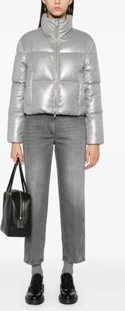 PESERICO Womens Lam&eacute;-Effect Puffer Jacket Aw24 W