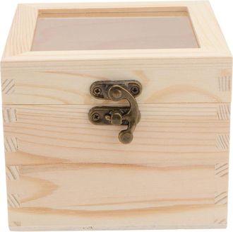 Angoily Holzbox mit Glasdeckel Aufbewahrungsbox f&uuml;r Unverg&auml;ngliche Blumen Stabiler Organizer f&uuml;r Bastelbedarf und Andenken Geschenkbox aus Holz mit Dekorative