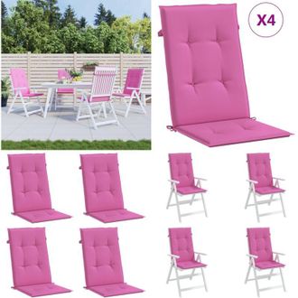 vidaXL Hochlehner-Auflagen 4 Stk. Rosa Stoff - Hochlehner Auflagen - Gartenstuhlkissen - Outdoor Kissen - Sitzkissen - Wasserfeste Kissen - Home & Living