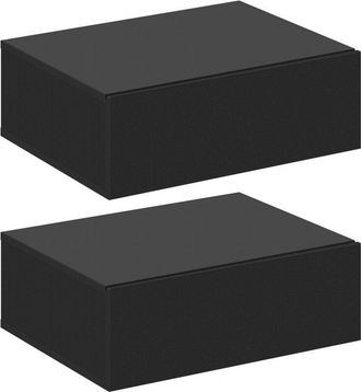 Woltu Lot de 2 Table de Nuit Flottante WOLTU, Table de Chevet Murale pour Chambre &agrave; Coucher, 30 x 40 x 14 cm, avec Tiroirs, en Bois, Noir
