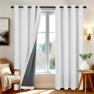 Deconovo 100% Verdunklungsvorh&auml;nge mit &Ouml;sen Blickdichte Gardinen Wohnzimmer Vorhang Schlafzimmer Verdunkelung Thermogardine K&auml;lteschutz, 214x140 cm(H&ouml;hexBreite