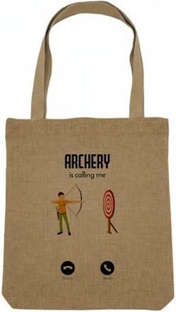 Fabulous Sac Shopping Tote Bag Aspect Lin - Archery Is Calling Me Sport Leisure - Sac de Courses Toile Epaisse 360g Beige Naturel Cabas Port&eacute; Epaule Solide Imp
