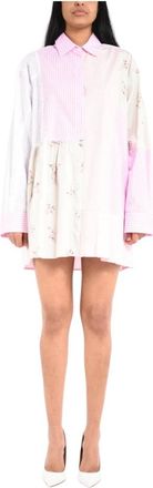 Msgm Msgm, Femme, Robes, Multicolore, Taille: 40 FR Haut &agrave; rayures et appliqu&eacute;s floraux