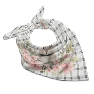 Generic Écharpe carrée en soie légère avec motif lapin mignon et floral pour Pâques, foulard respirant pour cheveux, cadeau pour homme et femme, multicolore, 