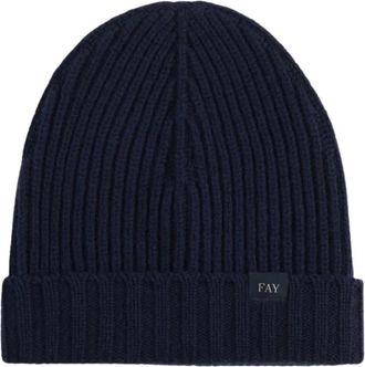 Fay Homme, Accessoires, Bleu, Taille: ONE Size Wool Beanie
