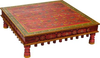 Guru Shop Bemalter Gro&szlig;er Kaffeetisch, Beistelltisch, Couchtisch - Modell 90, 22x80x80 cm