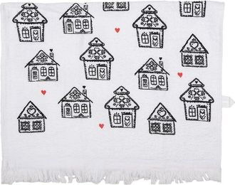 Clayre & Eef Gästehandtuch 40x66 cm Weiß Schwarz Baumwolle Rechteck Lebkuchenhaus