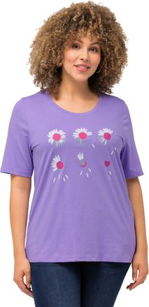 Ulla Popken Damen Blütenzauber T-Shirt, Blaues Flieder, 46-48 EU