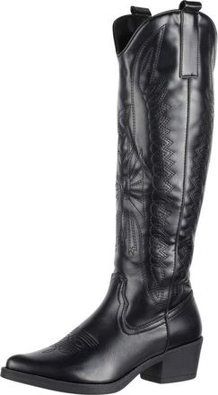 Elara Damen Stiefel Cowboy Boots Chunkyrayan F1225PU Schwarz-36