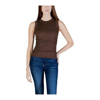 Guess Femme, Tops, Brun, Taille: 44 FR Sleeveless Round Neck Tank Top