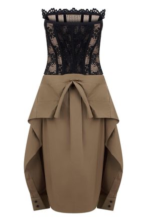 Giuseppe Di Morabito Womens Mini Dress Cotton Lace Beige