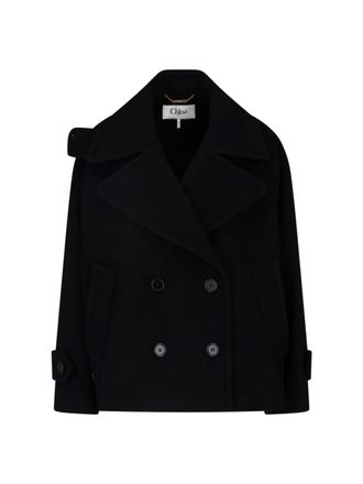Chlo&eacute; Double-Breasted Wool Blend Coat