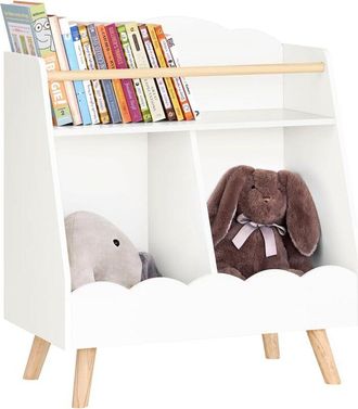 SoBuy KMB100-K-W Kinderregal mit 3 F&auml;chern B&uuml;cherregal Aufbewahrungsregal f&uuml;r Kinder Montessori Regal wei&szlig; bht ca. 61x71x35cm - Sobuy