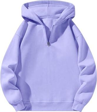 Generic Sweat-shirt &agrave; col haut pour femme - Sweat &agrave; capuche zipp&eacute; surdimensionn&eacute; pour femme - Sweat-shirt uni d&eacute;t&eacute; chemisier pull &agrave; capuche thermique vestes c