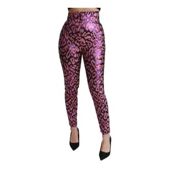 Dolce & Gabbana Logo-Detail High-Waist Seidenhose - - Trousers - Damen - Mehrfarbig - S