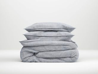 Zo!Home Cotton Bettw&auml;sche 155x220 cm Lino Denim Drift blaugrau meliert Uni