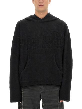 Maison Margiela Cropped Logo Virgin Wool Sweater - Black
