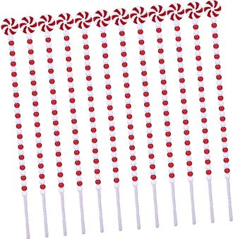 PartyKindom 25 Stück Teiliges Candy Cane Deko Gedrehte Zuckerstangen mit Perlendetail Vielseitiger Weihnachtsbaumschmuck für Tannenbaum Wand Tür Festliche Christb