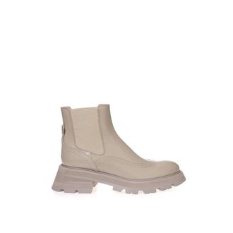 Alexander McQueen Graue Leder Chelsea Boots - - Shoes - Damen - Beige - 37 1/2 EU