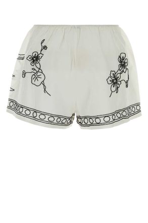 Bode Beaded Cockatoo Tap Bermudas - White