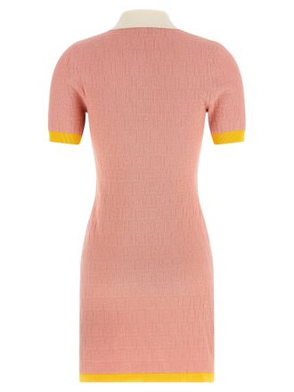 Fendi Color-Block Stretch Cotton and Silk Dress - Pink