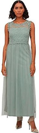 Vila Vila Vilynnea Maxi Dress-Noos Robe, Vert Milieu/détail : élastique, 36 Femme
