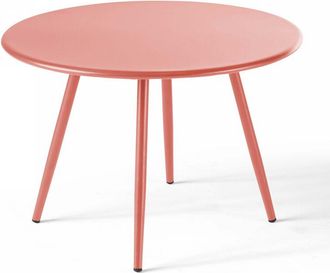 Oviala Table basse de jardin ronde en m&eacute;tal argile 50 cm - Palavas