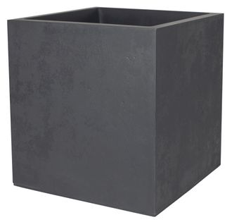 Eda Quadratischer Topf, 50 cm, Basalt, 57 l, Dekor, Beton-Imitation, doppelwandig, Wasserspeicherbereich, 49,5 x 49,5 x 49,5 x 49,5 cm, Anthrazitgrau