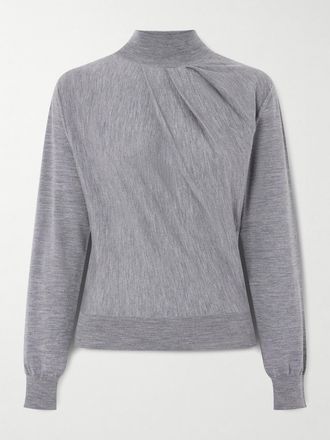 Givenchy Stehkragenpullover Aus Einer Wollmischung Mit Falten - Grau