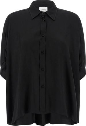 Nude Nude, Femme, Blouses et Chemises, Noir, Taille: 36 FR Viscose Button-Through Shirt