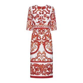 Dolce & Gabbana Kleid im Maiolica-Print - - Dresses - Damen - Orange - L