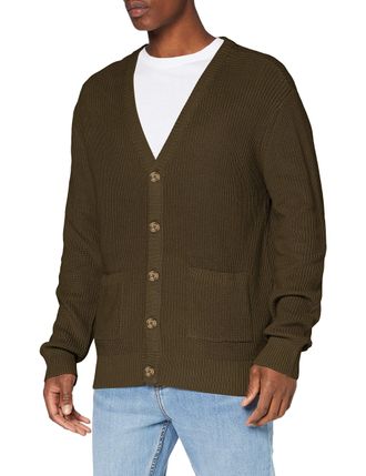 Urban Classics Herren Boxy Cardigan Sweatshirts, Olive, S