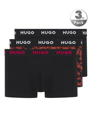 HUGO BOSS Herren Trunks schwarz, cognac Baumwolle & Mix Gemustert,unifarben,Geprintet