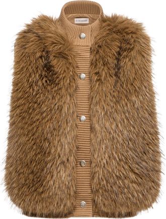 Moncler Moncler Doudoune Sans Manches En Laine, Femme, Beige, Taille: Xs