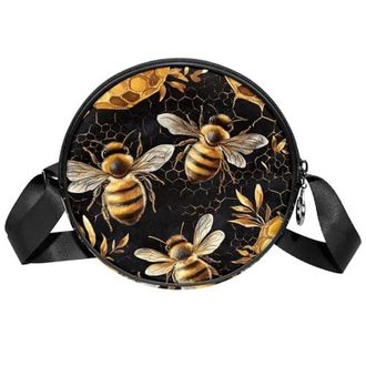 Generic Sac &agrave; bandouli&egrave;re Circle pour femme, petit sac &agrave; bandouli&egrave;re dor&eacute; avec fermeture &eacute;clair, bretelles r&eacute;glables, sac &agrave; main rond d&eacute;contract&eacute; pour femmes 