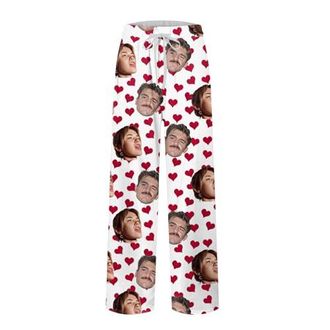 Generic Pantalon de pyjama personnalis&eacute; pour homme et femme, cadeau personnalis&eacute; pour couples, papa, maman, famille, amis, 1-Rouge profond, S