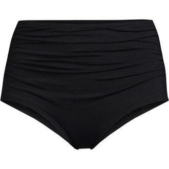 Lands End Geraffte Bikinihose, figurstraffend, Damen, Gr&ouml;&szlig;e:56-58 plus, Schwarz, Elasthan/Nylon-Mischung, by Lands End