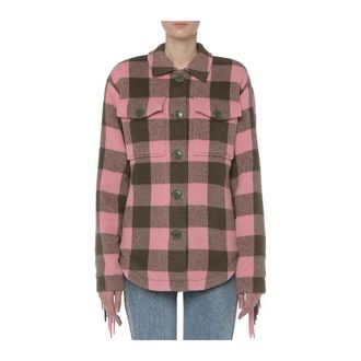 Moschino Karierte Fransen Wolljacke - - Jackets - Damen - Rosa - XS