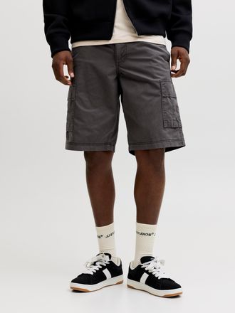 Jack & Jones Cargoshorts JACK & JONES JPSTCOLE MATTY CARGO SHORT MID, Herren, Gr. XL, N-Gr, asphalt, Web, Obermaterial: 100% Baumwolle, unifarben, relaxed fit knie